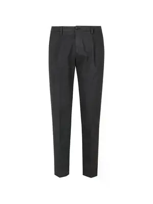 BRIGLIA 1949 Tiberio Pleated Cotton Trousers - Grey