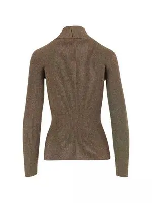 Valentino Garavani Long-sleeve Ribbed Cut-out T-shirt - Brown