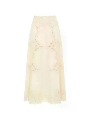 Ulla Johnson Fleur Lace-panelled Linen Midi Skirt