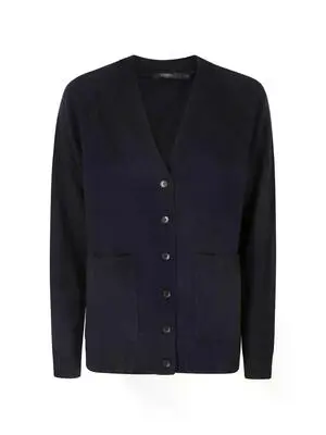 Seventy Button-up Patch-pocket Cardigan - Blue