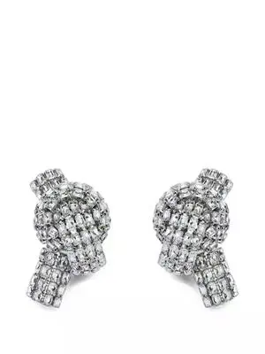 AREA Crystal-pavé Knot Earrings