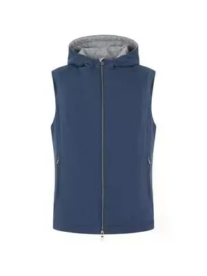 Fedeli Hooded Zip-up Gilet - Blue