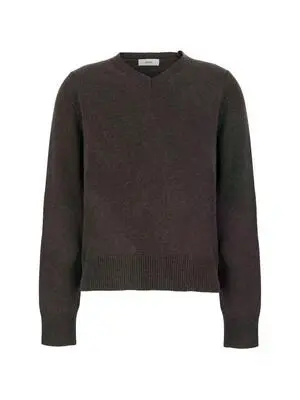 GRIFONI V-neck Elbow-patch Sweater - Brown