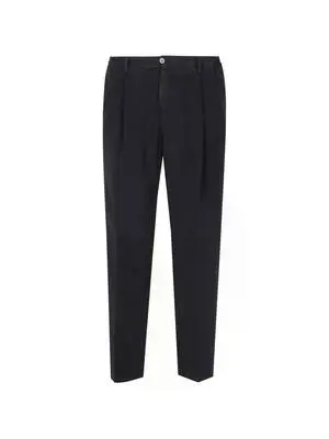 BRIGLIA 1949 Courmayeur Pleated Cotton Trousers - Blue