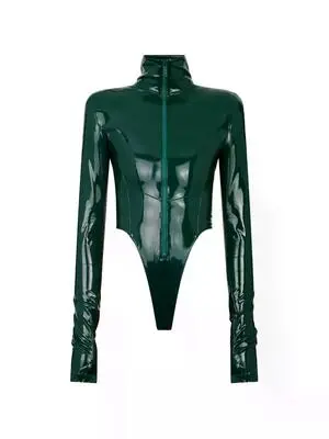 Dsquared2 High-shine Zip-up Bodysuit - Green
