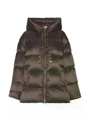 Max Mara Short Roomy Puffer Jacket In Water-repellent Plain-weave Fabric Dark - Brown