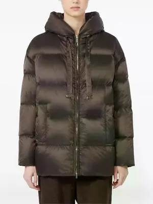 Max Mara Short Roomy Puffer Jacket In Water-repellent Plain-weave Fabric Dark - Brown