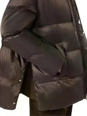 Max Mara Short Roomy Puffer Jacket In Water-repellent Plain-weave Fabric Dark - Brown