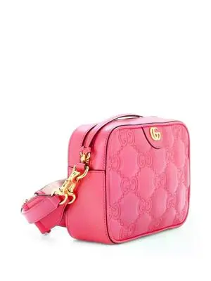 Gucci Zip Camera Bag Gg Matelasse Leather Small Shoulder Bag - Pink
