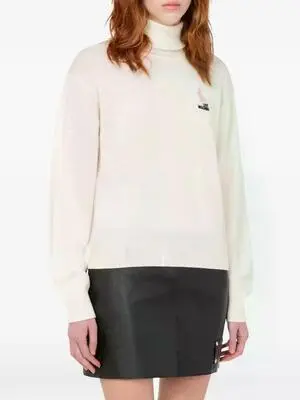 Moschino Logo-embroidered Roll-neck Wool Sweater