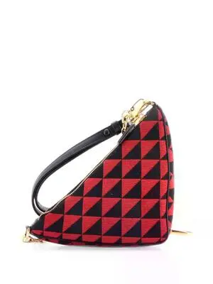 Prada Symbole Triangle Bag Leather And Jacquard Mini Shoulder Bag - Black