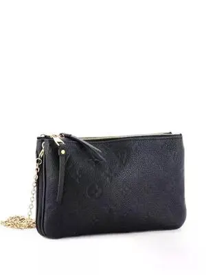 LOUIS VUITTON Double Zip Pochette Monogram Empreinte Leather Clutch Bag - Black