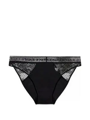 Polo Ralph Lauren Logo-waistband Lace-panel Briefs - Black
