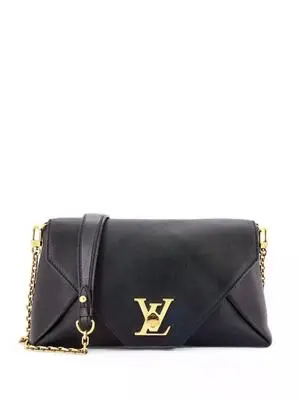 LOUIS VUITTON Love Note Chain Clutch Leather Crossbody Bag - Black