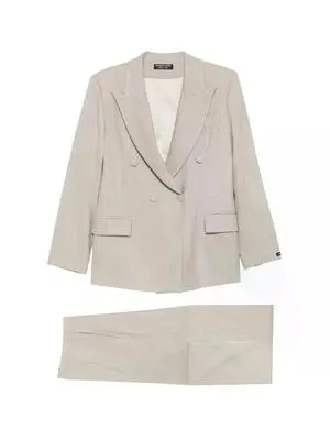 ALESSANDRO LEGORA Pinstriped Double-breasted Suit - Neutrals