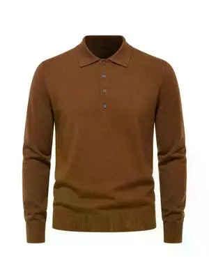 Alpha Studio Long-sleeve Polo Shirt - Brown