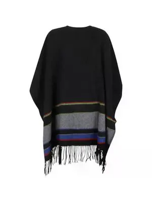 FAY Hook-fastening Fringed Cape Jacket - Black
