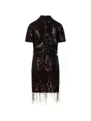 Federica Tosi Sequin-embellished Fringed Mini Dress - Brown