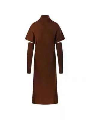 Federica Tosi Cut-out High-neck Midi Dress - Brown