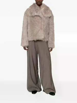 ELEH Fuzzy-texture Oversized-collar Jacket - Neutrals