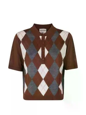 SEMICOUTURE Diana Argyle-knit Polo Shirt - Brown