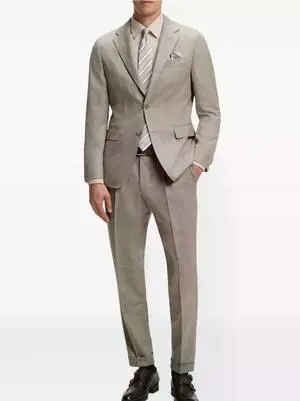 BOSS Two-piece Slim-fit Suit In Checked Italian Wool - Neutrals