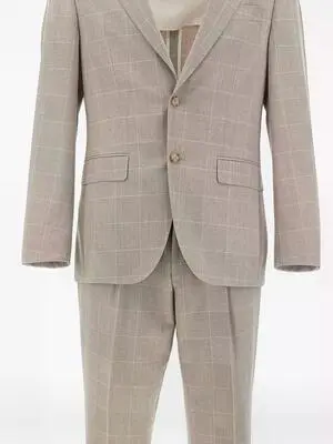 BOSS Two-piece Slim-fit Suit In Checked Italian Wool - Neutrals