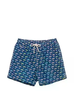 MC2 SAINT BARTH Car-print Drawstring-waist Swim Shorts - Blue