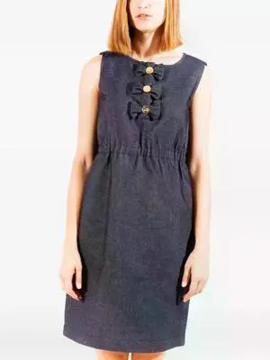 Moschino Bow-embellished Denim Mini Dress