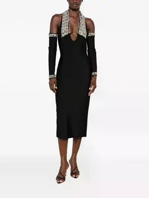ALESSANDRO LEGORA Crystal-embellished Midi Dress - Black