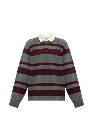FRAME Rugby Striped Long-sleeve Polo Sweater
