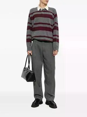 FRAME Rugby Striped Long-sleeve Polo Sweater