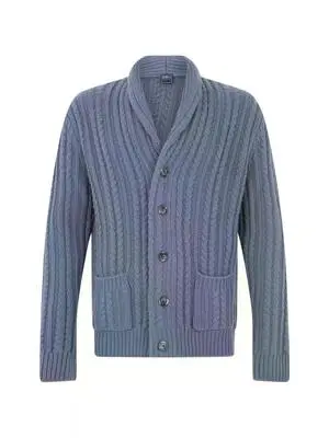 Fedeli Cable-knit Shawl-collar Cardigan - Blue
