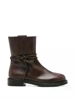ZOLFO Braided-strap Leather Boots - Brown