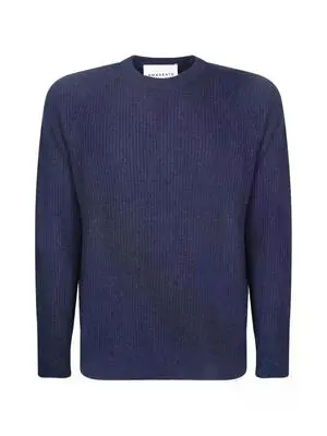 AMARANTO Ribbed-knit Raglan-sleeve Sweater - Blue