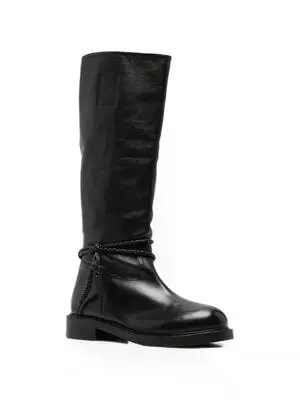 ZOLFO Braided-strap Leather Boots - Black