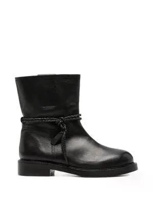 ZOLFO Braided-strap Leather Boots - Black