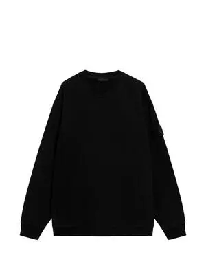 Stone Island 6100069 Stretch Cotton Fleece_s.i. Ghost Comfort-fit Crewneck Sweatshirt - Black
