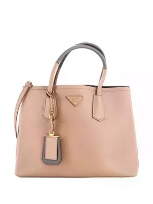 Prada Cuir Double Saffiano Leather Medium Tote Bag - Neutrals