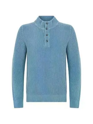 Fedeli Ribbed Cashmere Sweater - Blue