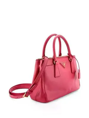 Prada Double Zip Lux Saffiano Leather Small Tote Bag - Pink