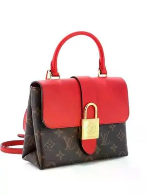 LOUIS VUITTON Locky Handbag Monogram Canvas With Leather Bb Satchel - Red
