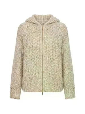 Peserico Sequin-embellished Chunky-knit Hoodie