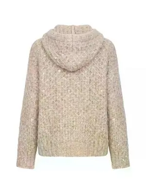 Peserico Sequin-embellished Chunky-knit Hoodie