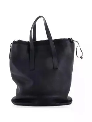 LOUIS VUITTON Cabas Light Drawstring Bag Initials Taurillon Leather Tote Bag - Black