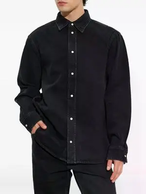Off-White Logo-embroidered Denim Shirt - Black