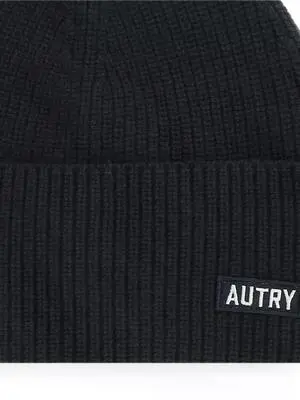 AUTRY Ribbed-knit Logo-patch Beanie Hat
