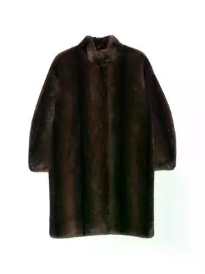 BETTA CORRADI Faux-fur Funnel-neck Coat - Brown