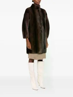 BETTA CORRADI Faux-fur Funnel-neck Coat
