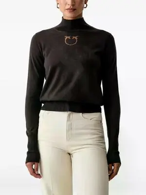 Pinko Love Birds-motif Mock-neck Sweater - Brown